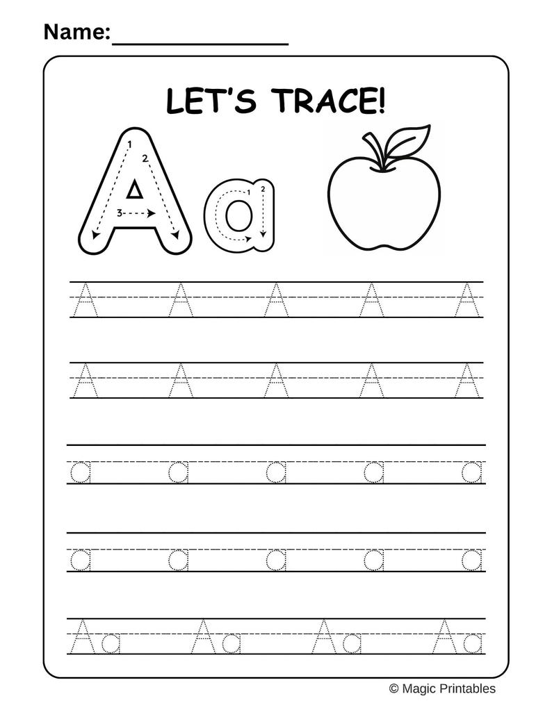 Alphabet Tracing Worksheets A-Z – Handwriting Practice (PDF) - Etsy