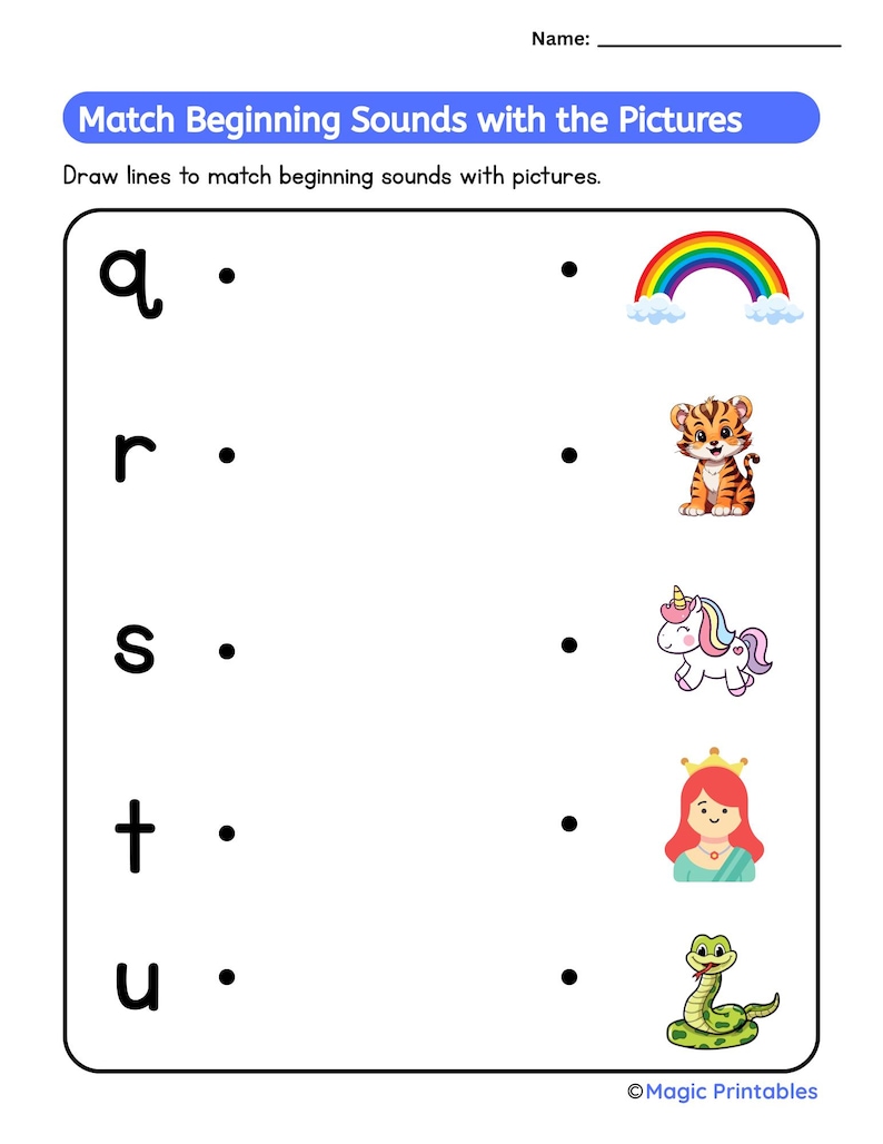 Alphabet Sounds Matching Worksheets A-Z | Uppercase and Lowercase ...