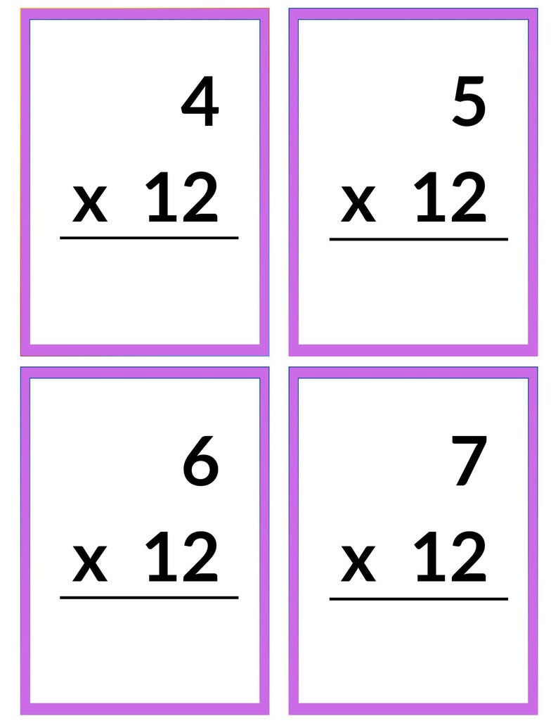 Multiplication Flashcards Printable PDF – Portrait & Landscape | 2 Sets ...