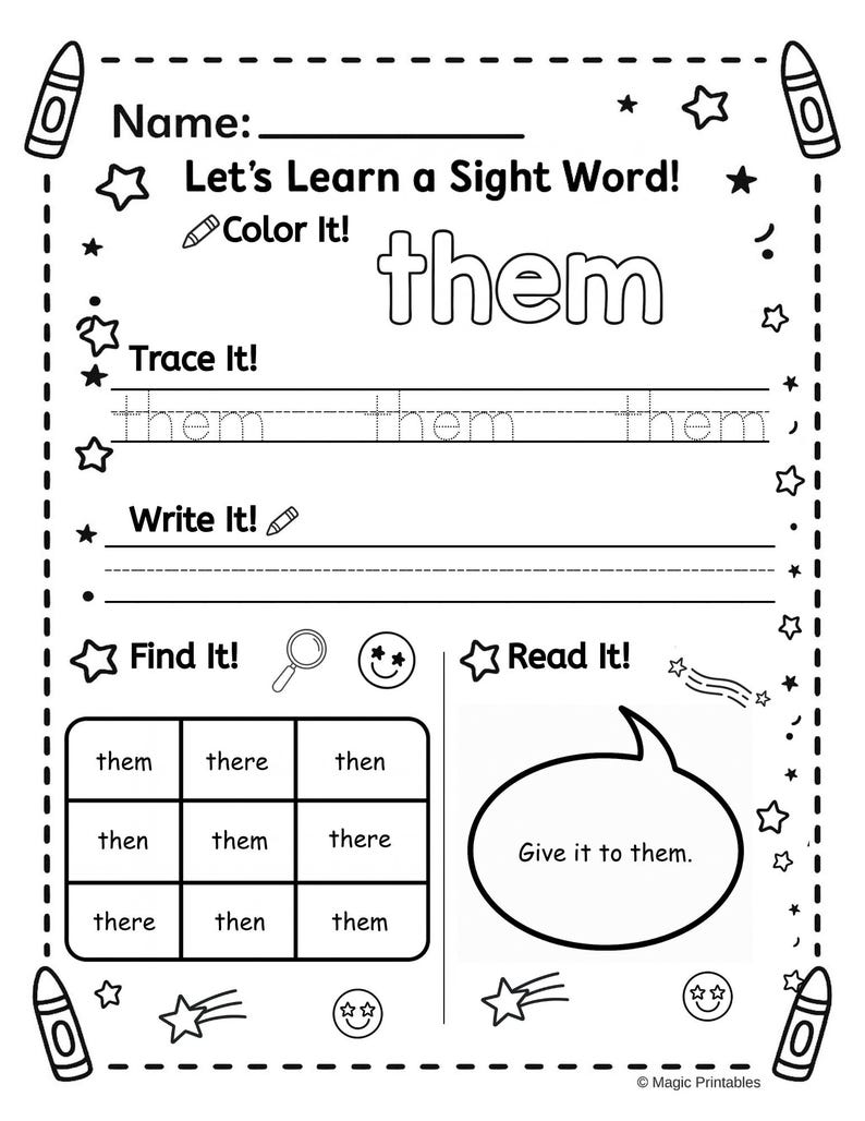 100 Sight Words Worksheets | Trace, Write, Color, Read (PDF) - Etsy
