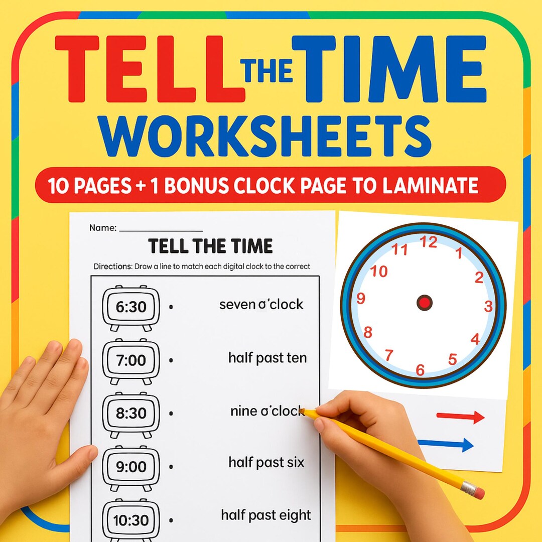 Telling Time 1st Grade Worksheets | Analog & Digital Clocks (PDF) - Etsy