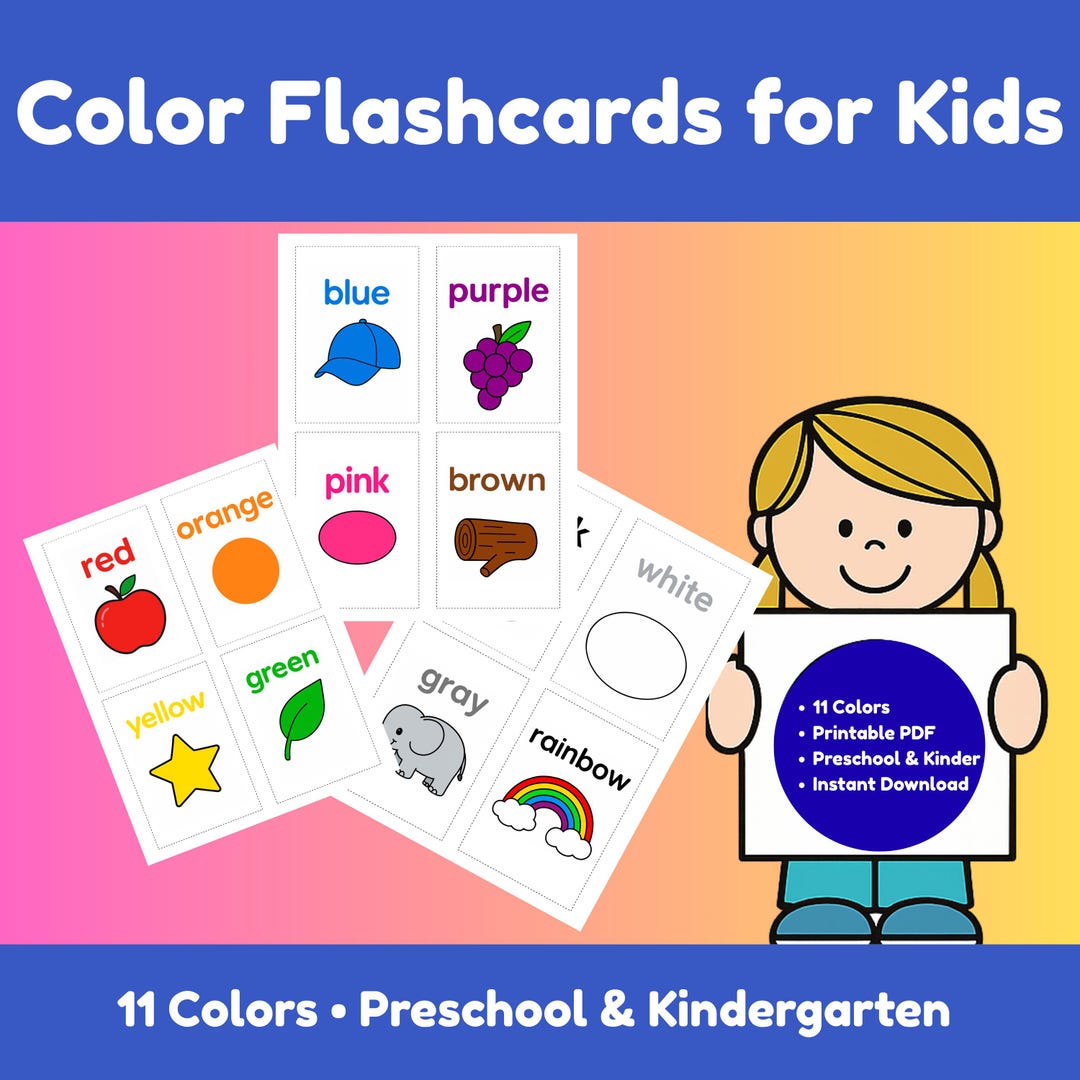 Color Flashcards for Toddlers: Printable Learning Cards (PDF Download 3 ...