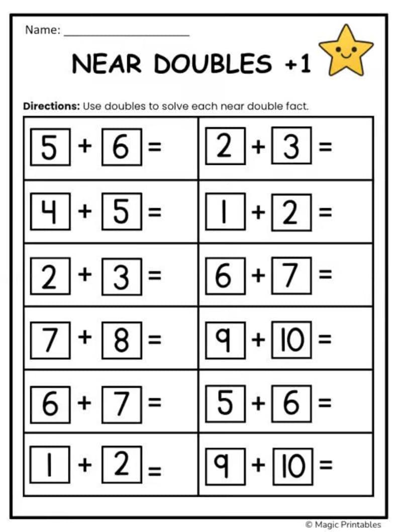 Doubles Addition Worksheets | Kindergarten & 1st Grade (PDF) - Etsy
