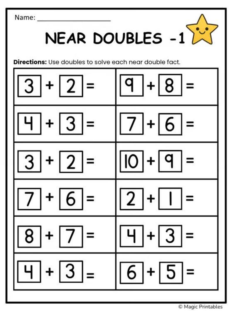 Doubles Addition Worksheets | Kindergarten & 1st Grade (PDF) - Etsy