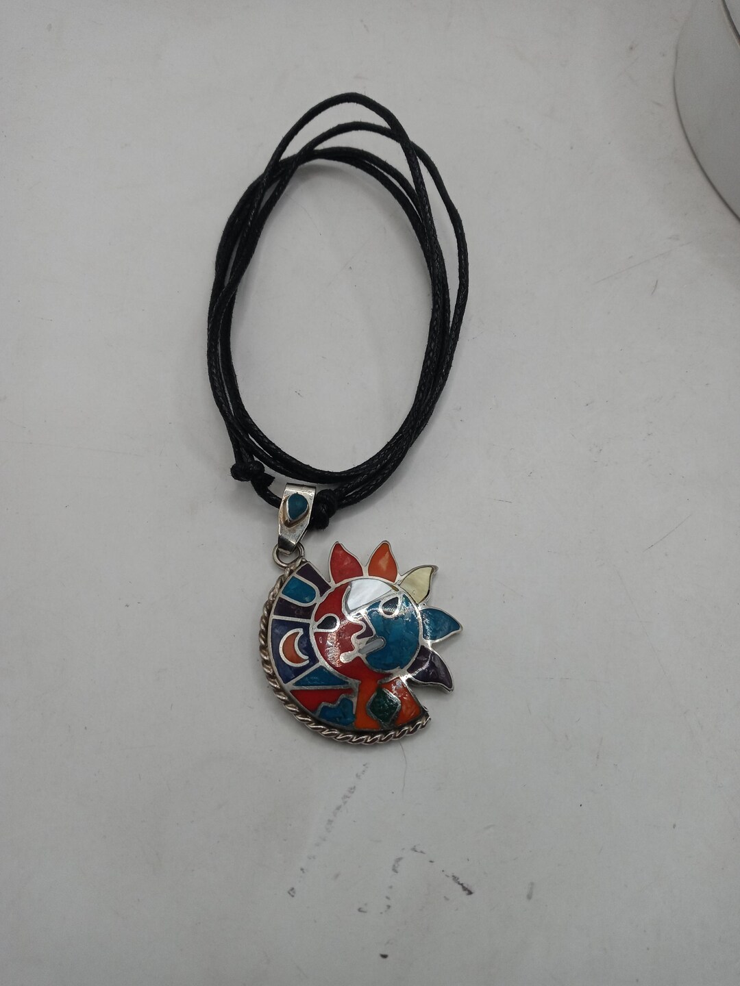 Peruvian Handmade Alpaca Natural Stone Sun Moon Necklace - Etsy