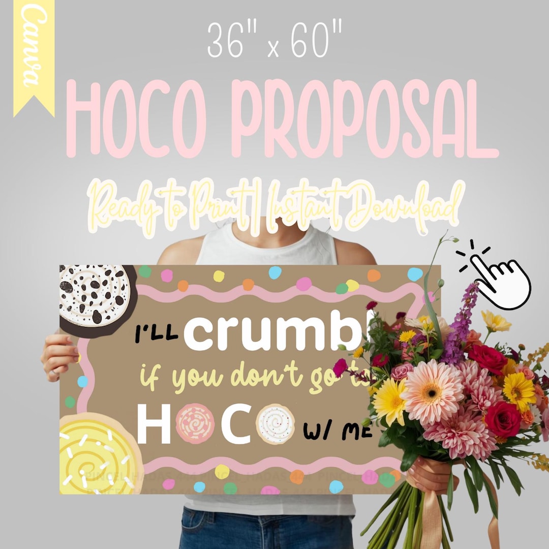 Crumbl HOCO Proposal Banner Mockup: Editable Canva Template (instant ...