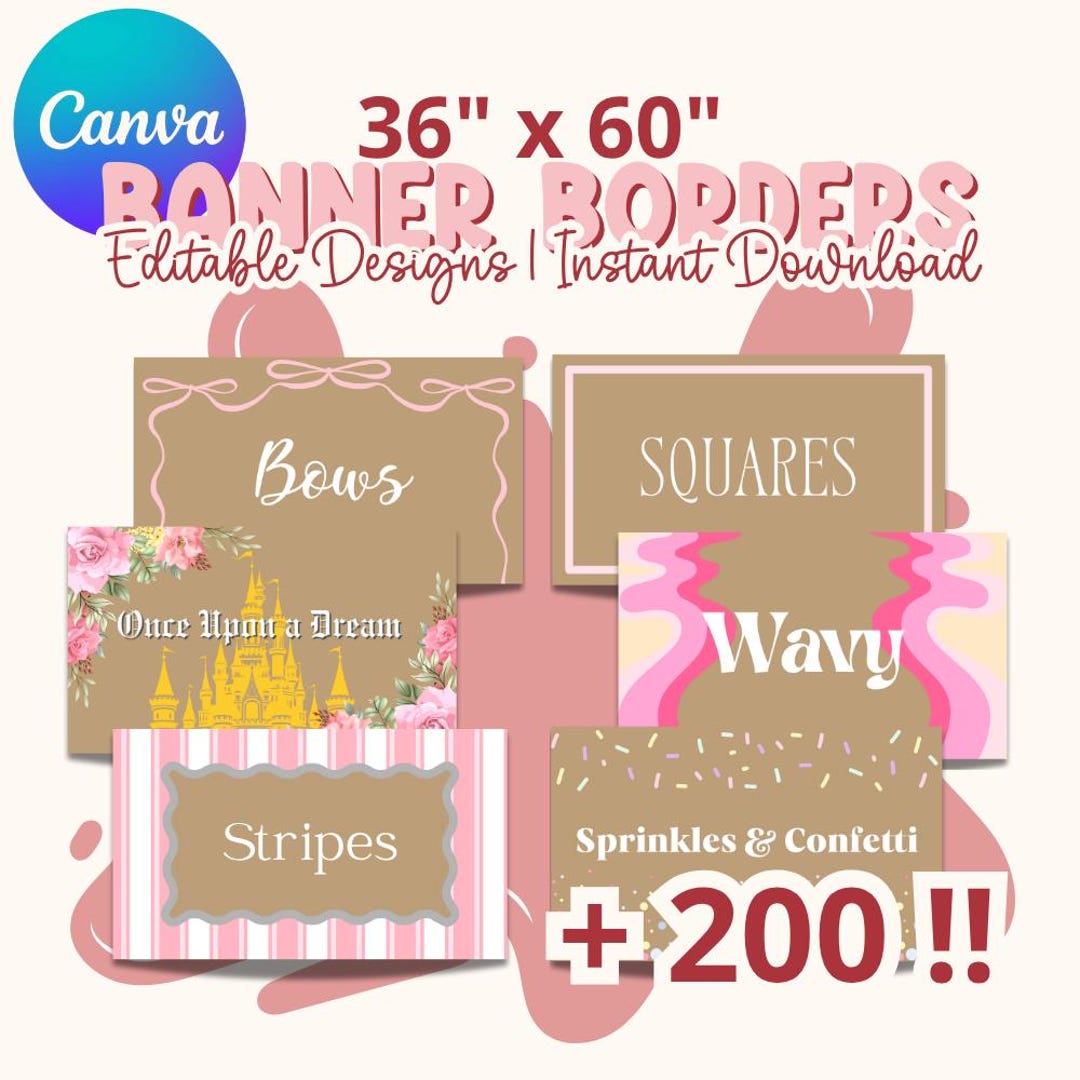 Editable Banner Border Templates: Digital Layout for Canva Artists ...