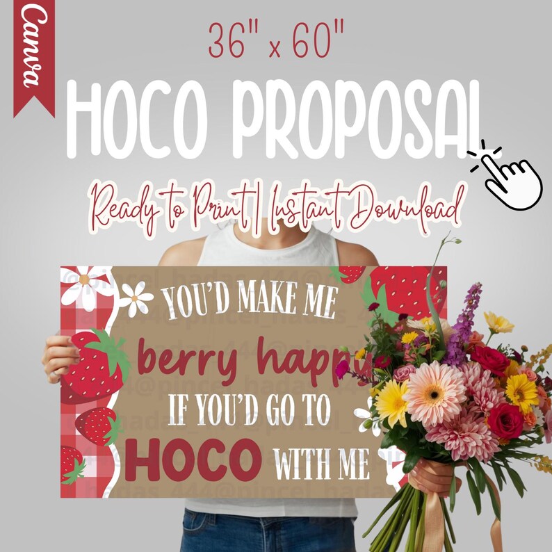 Berry HOCO Proposal Banner Mockup: Editable Canva Template (instant ...