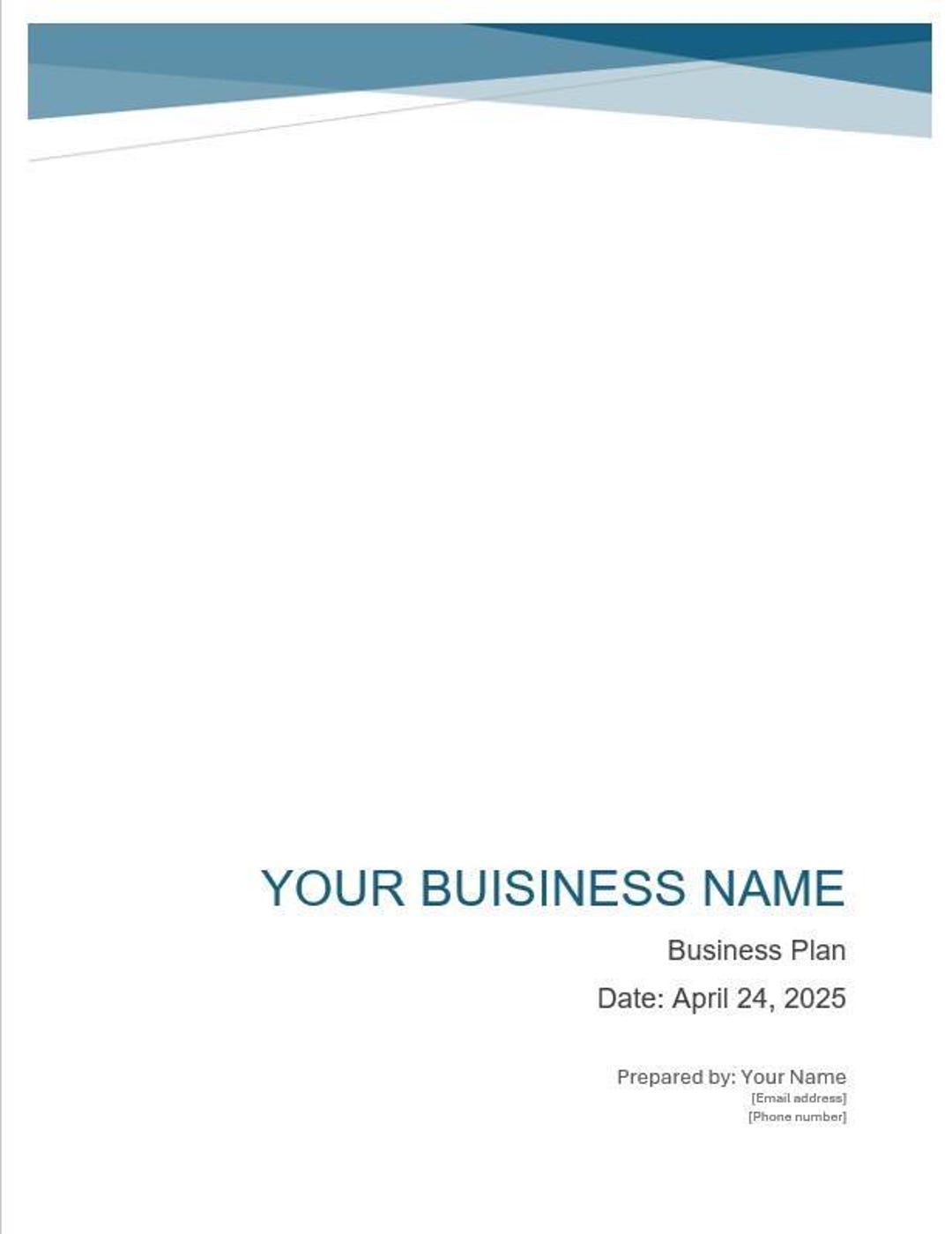 Business Plan Template - MS Word - Etsy