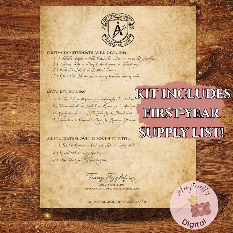 Editable Wizard School Letter & Supply List | Magical Printable PDF ...