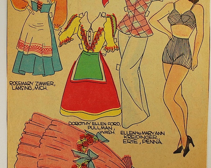 Vintage Newspaper Paper Doll, 1930-50, Vintage Paper Ephemera ...