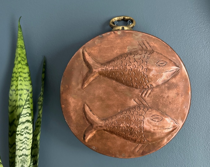 Vintage Copper Fish Mold Pan - Copper Wall Decor - Rustic Coastal Style ...