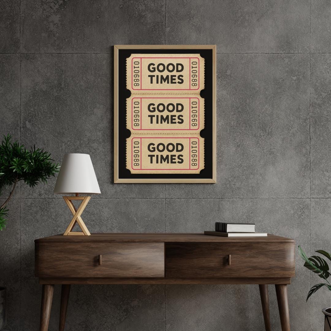 Vintage Raffle Ticket Wall Art – Retro 'good Times' Printable Poster ...