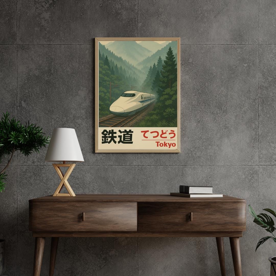 Tokyo Bullet Train Poster – Vintage Japanese Travel Art, Shinkansen in ...