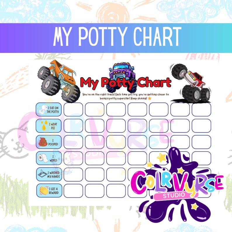 Printable Potty Training Chart for Kids | Reward Chart | Toddler Potty ...