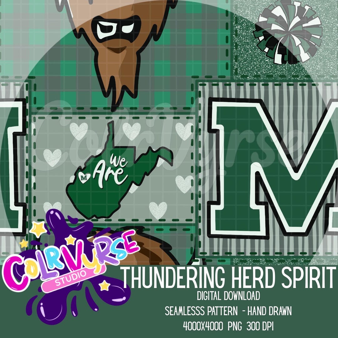 Thundering Herd Seamless Pattern | Buffalo Mascot, Game Day (digital ...
