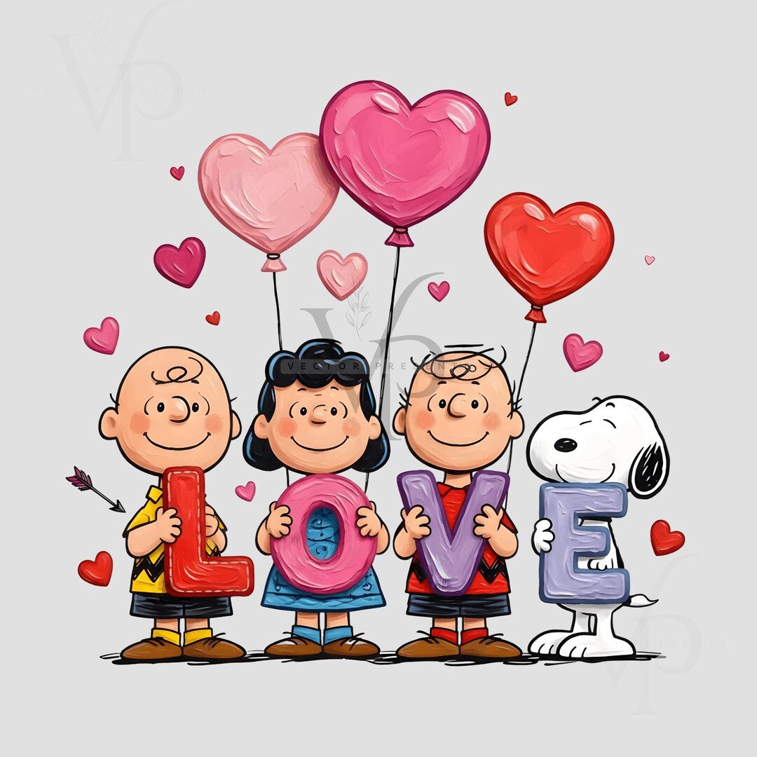 Snoopy Valentine Love PNG – Peanuts Friends Holding LOVE Letters, Cute ...
