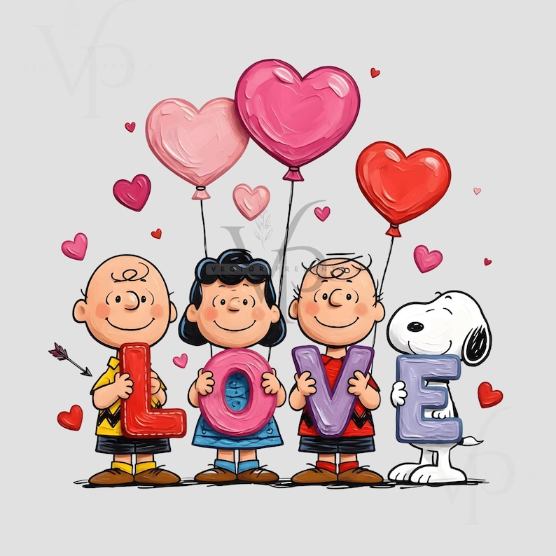 Snoopy Valentine Love PNG – Peanuts Friends Holding LOVE Letters, Cute ...