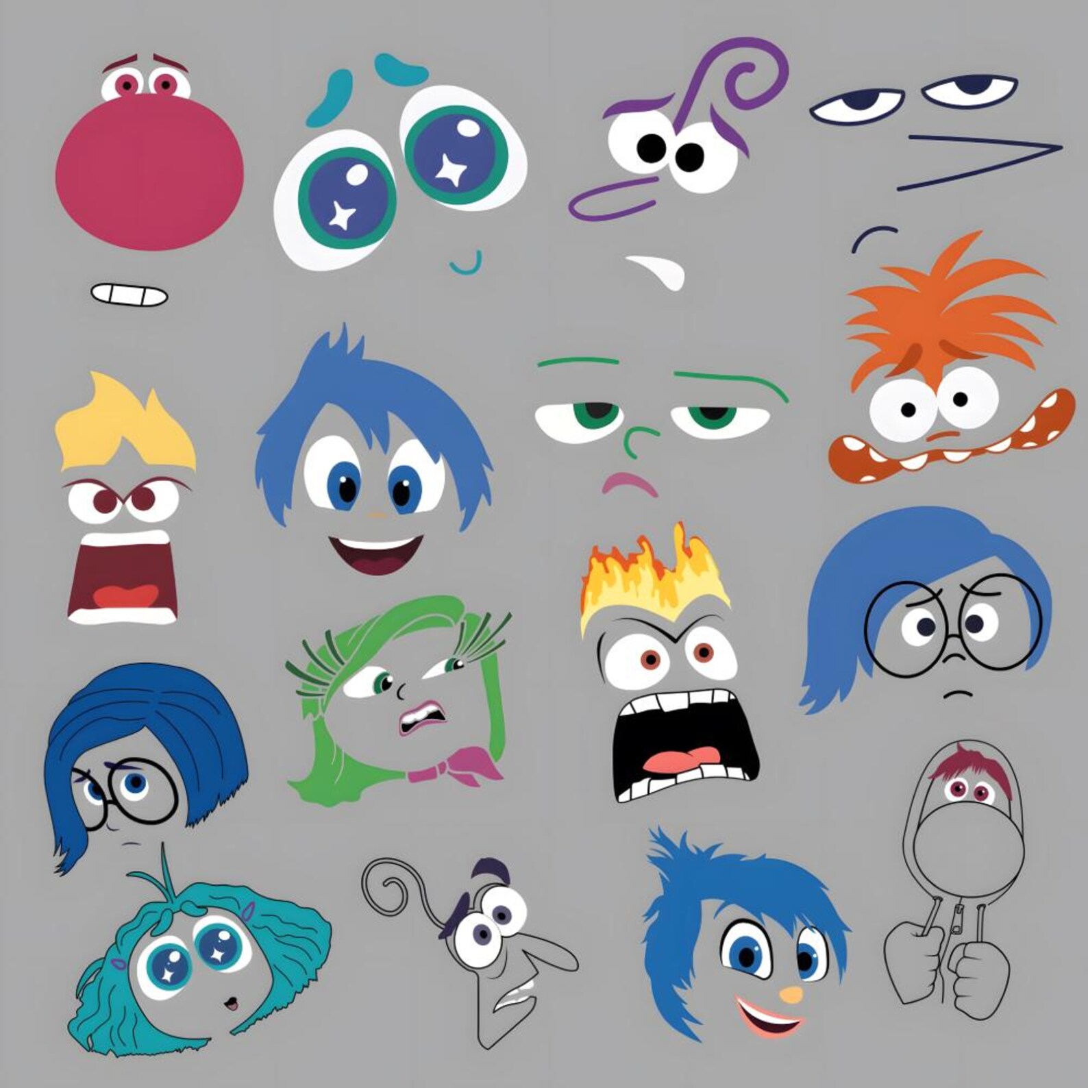 15+ Inside Out Faces SVG Cliparts Bundle, Inside Out 2 Tshirt Design ...