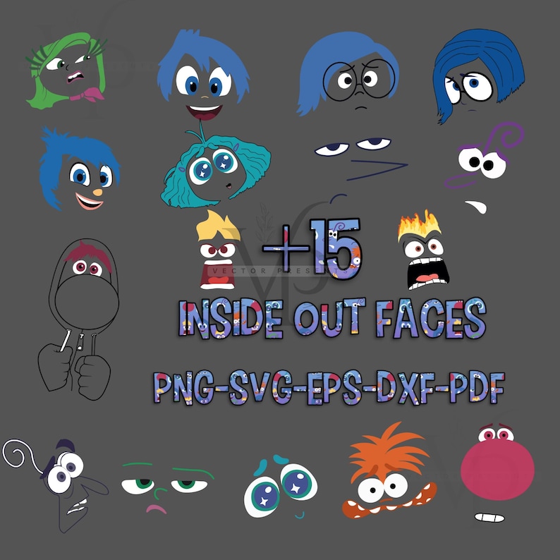 15+ Inside Out Faces SVG Cliparts Bundle, Inside Out 2 Tshirt Design ...