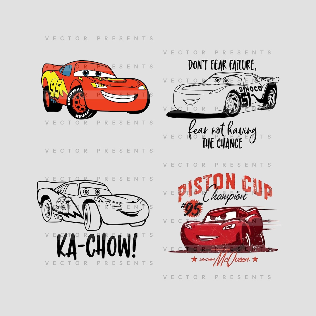 Cars Lightning Mcqueen SVG PNG Bundle | Ka-chow Quote, Piston Cup Champion, Inspirational Racing ...