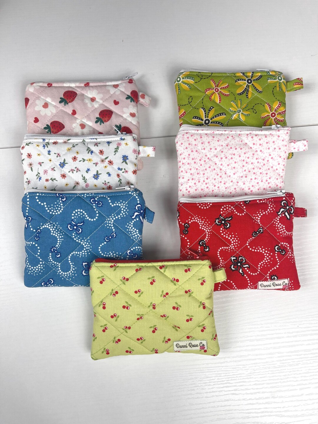 Quilted Coin Purse Keychain: Handmade Cotton Zipper Pouch - Etsy