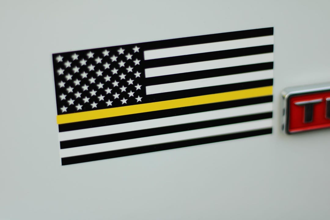 Layered Permanent Vinyl Decals - Thin Yellow Line Flag - Left & Right ...