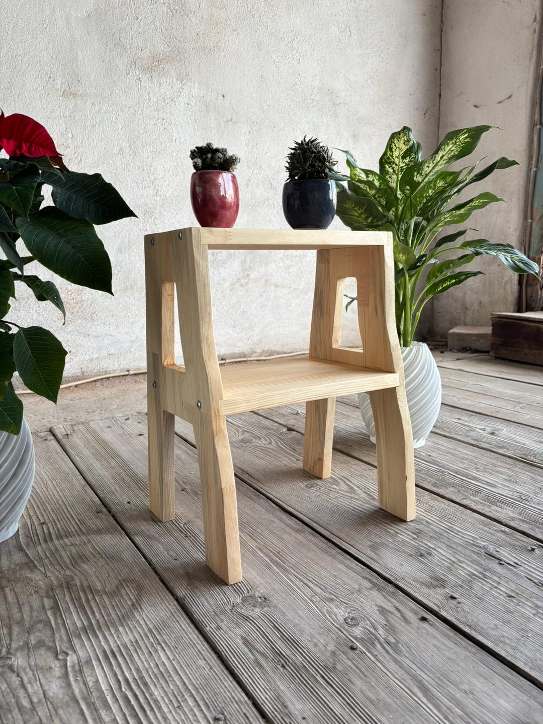 Handmade Solid Pine Step Stool: Rustic Kitchen & Kids Decor - Etsy