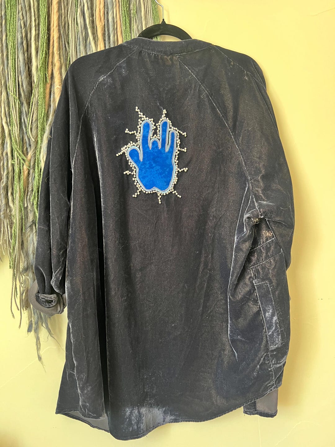 Jerrys Middle Finger Blue Velvet Jacket - Etsy