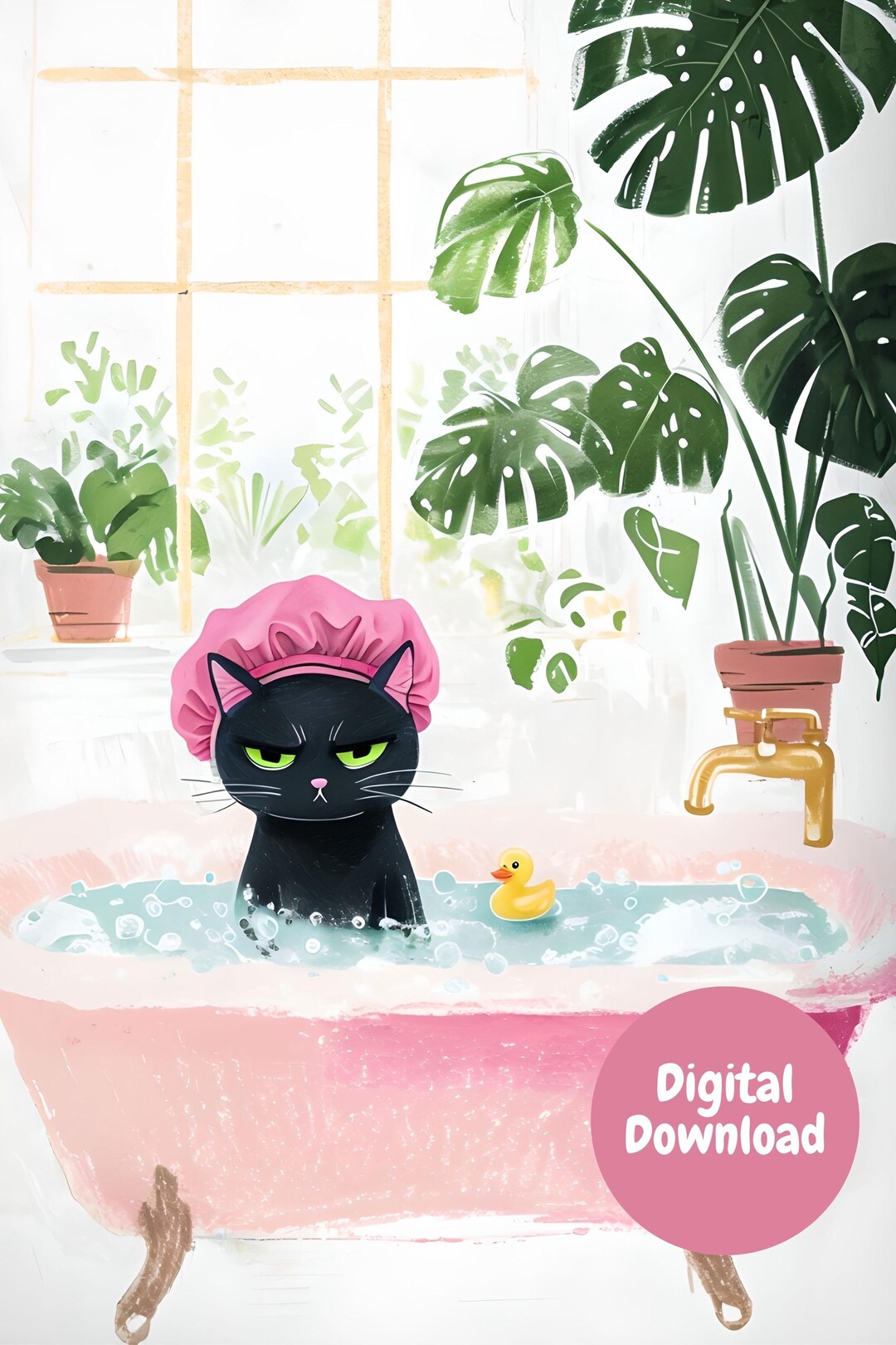 Bath Tub Cat Poster | Funky Decor | Trendy Wall Art | Dopamine Decor ...