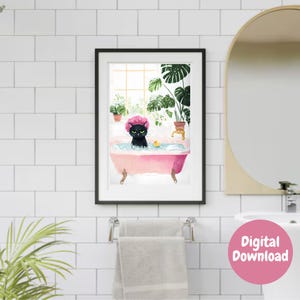 Bath Tub Cat Poster | Funky Decor | Trendy Wall Art | Dopamine Decor ...