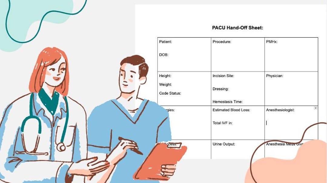 PACU, Phase 1, Phase 2, Post Op, Recovery, Brain, Report Sheet, Hand ...