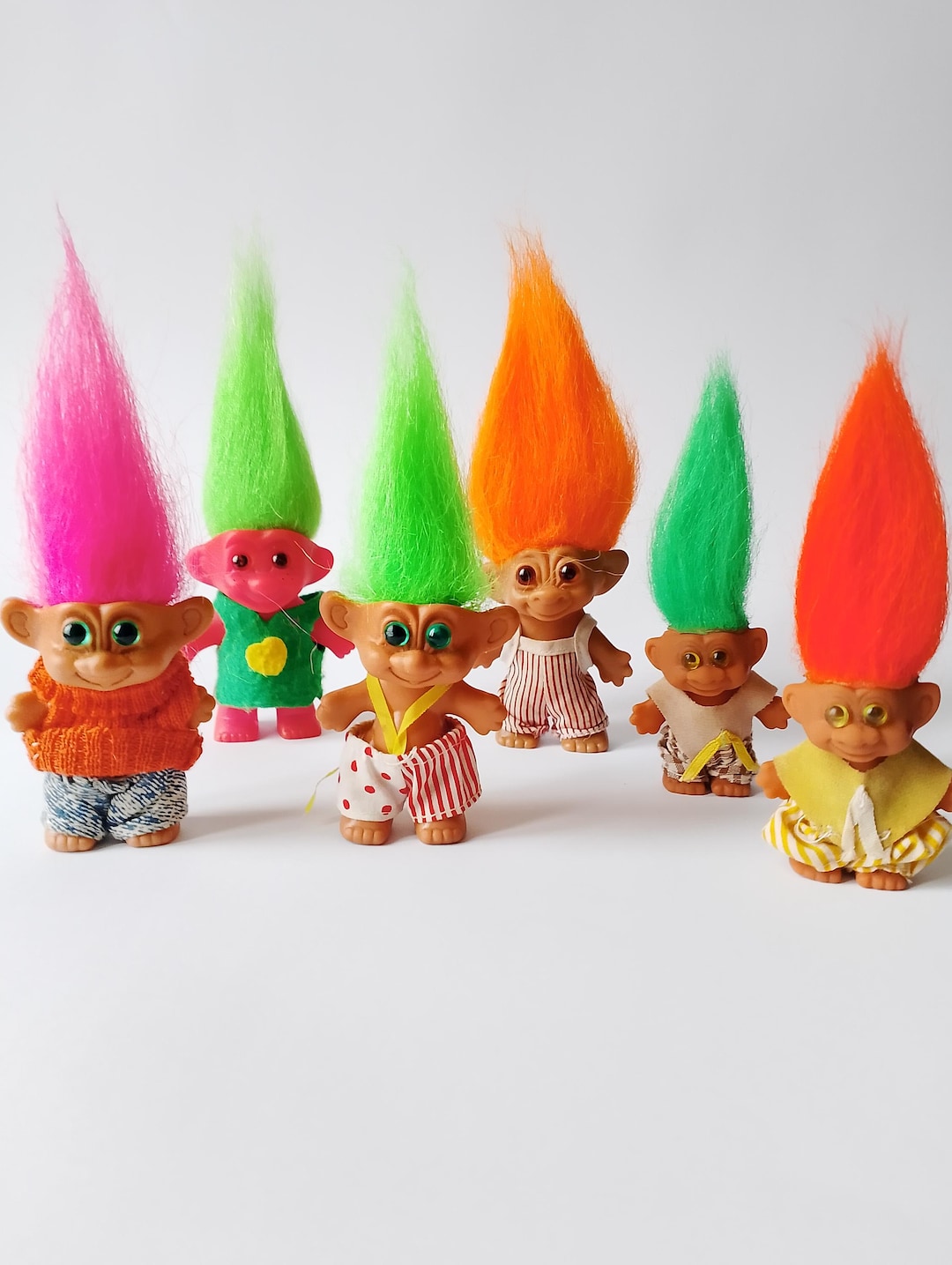 Vintage 90s Troll Doll Set: Russ & Uneeda, Colorful Hair - Etsy