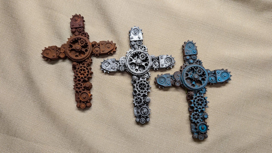 Mini Gear Cross – Christian Pocket Cross in Rust, Steel, or Patina ...