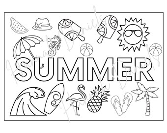 Girl Floating Coloring Page | Kids Printable Coloring Page | Summer ...