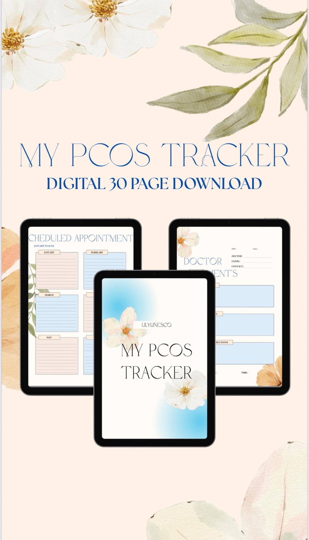 PCOS Journal Printable | Track Symptoms, Cycle, Mood, Acne + More ...