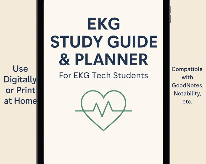 EKG Study Guide & Planner for Tech Students | Printable PDF Workbook ...
