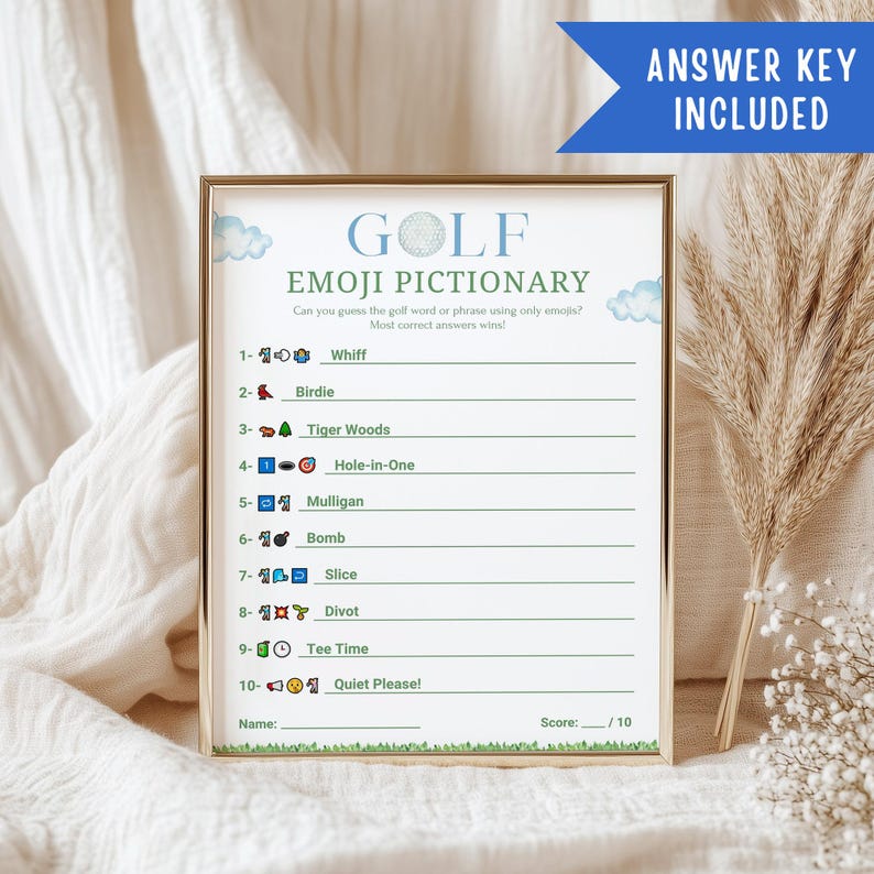 Golf Emoji Pictionary Game, Printable Golf Party Games, Masters Golf ...