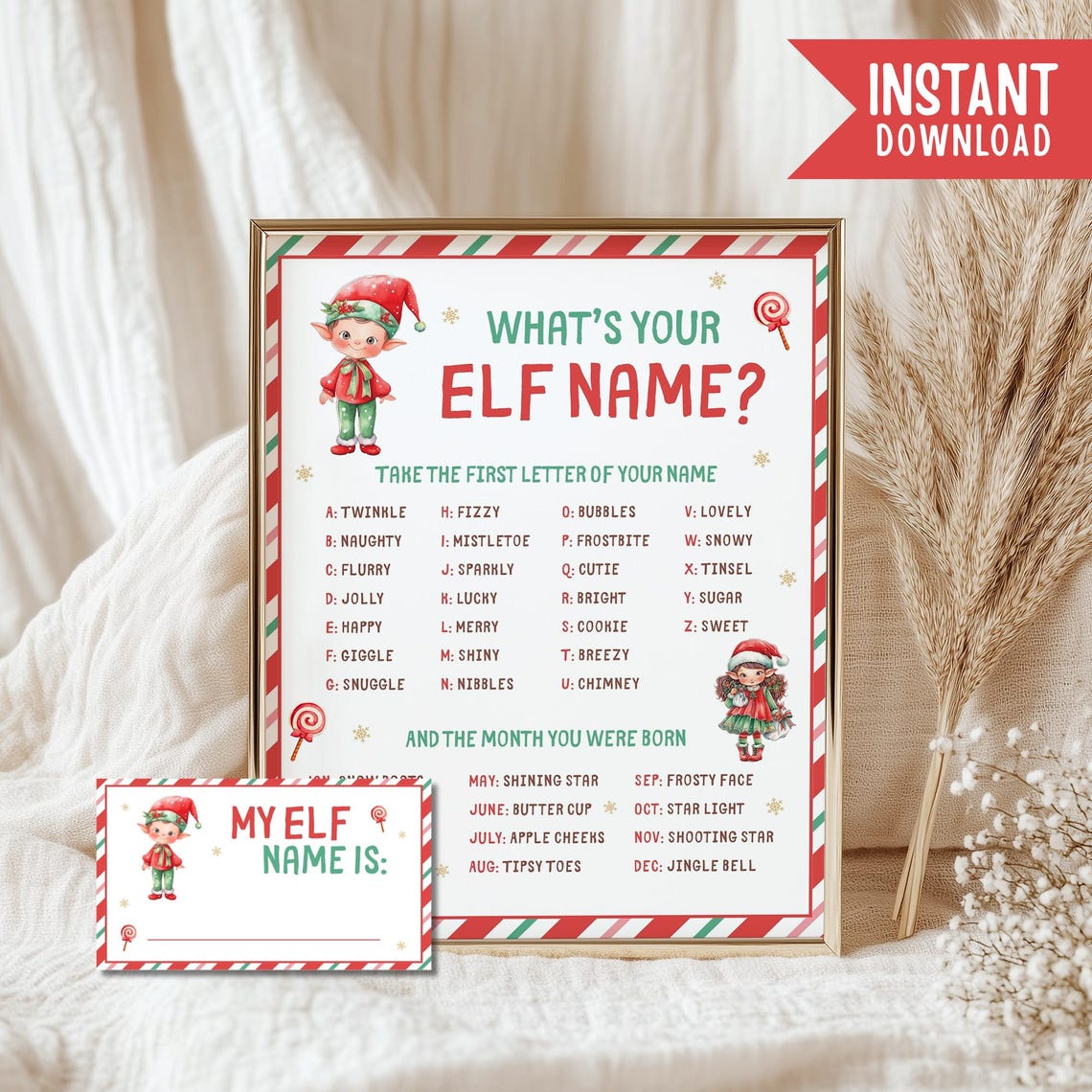 What's Your Elf Name Game, Christmas Family Holiday Activity, Kids ...