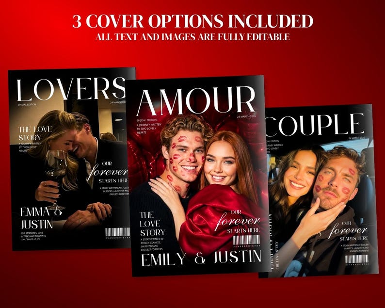 Couple Magazine Template, Custom Anniversary Gift for Boyfriend, First ...