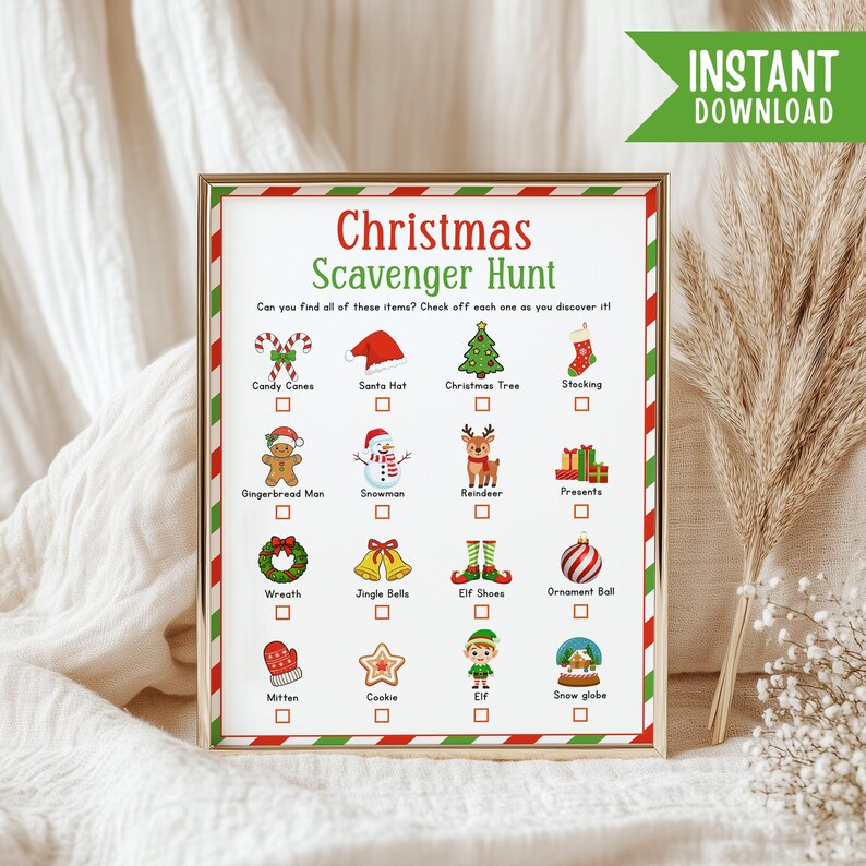 Christmas Scavenger Hunt, Indoor Treasure Hunt, Christmas Game for Kids ...