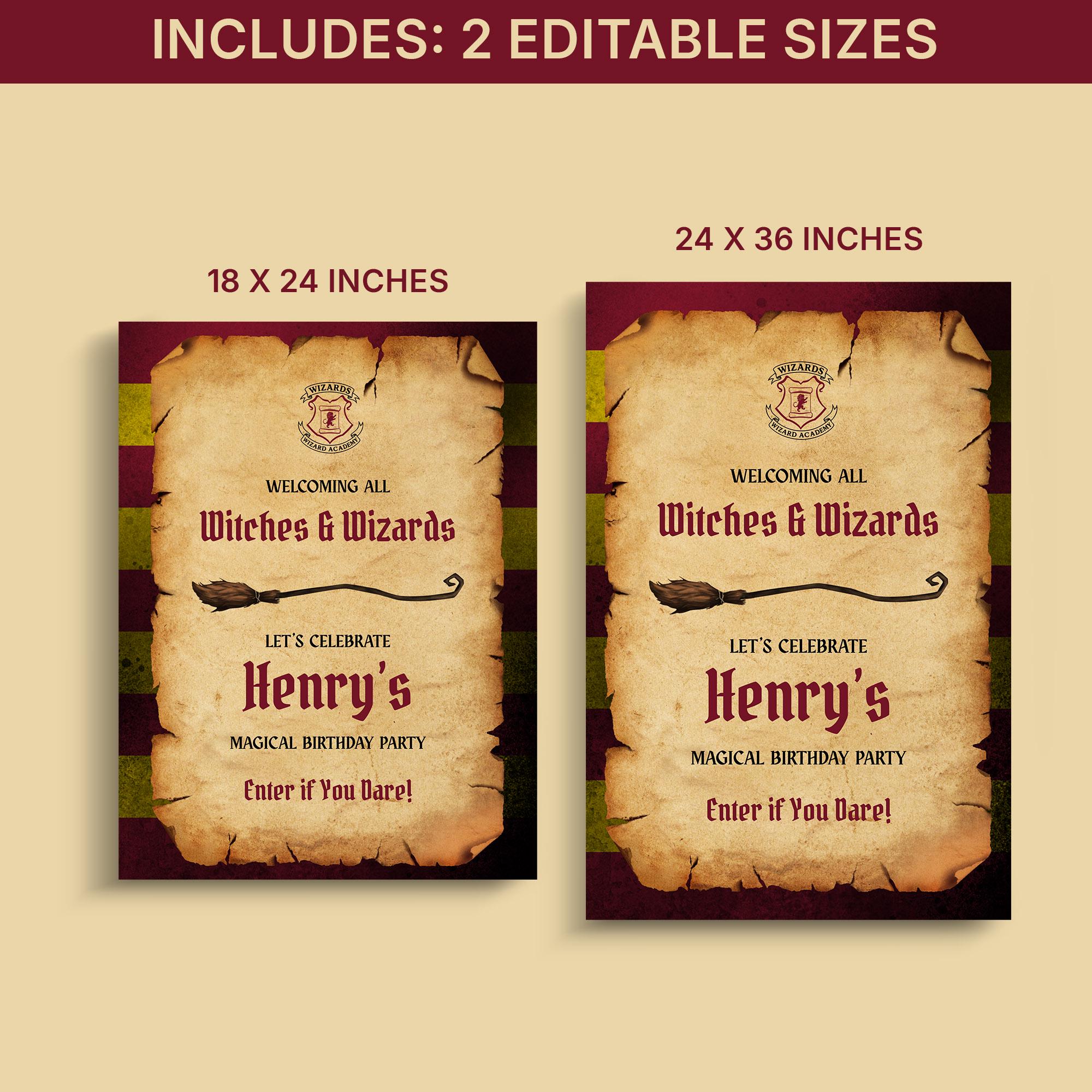 Editable Wizard Birthday Welcome Sign | Magic School Witches Welcome ...