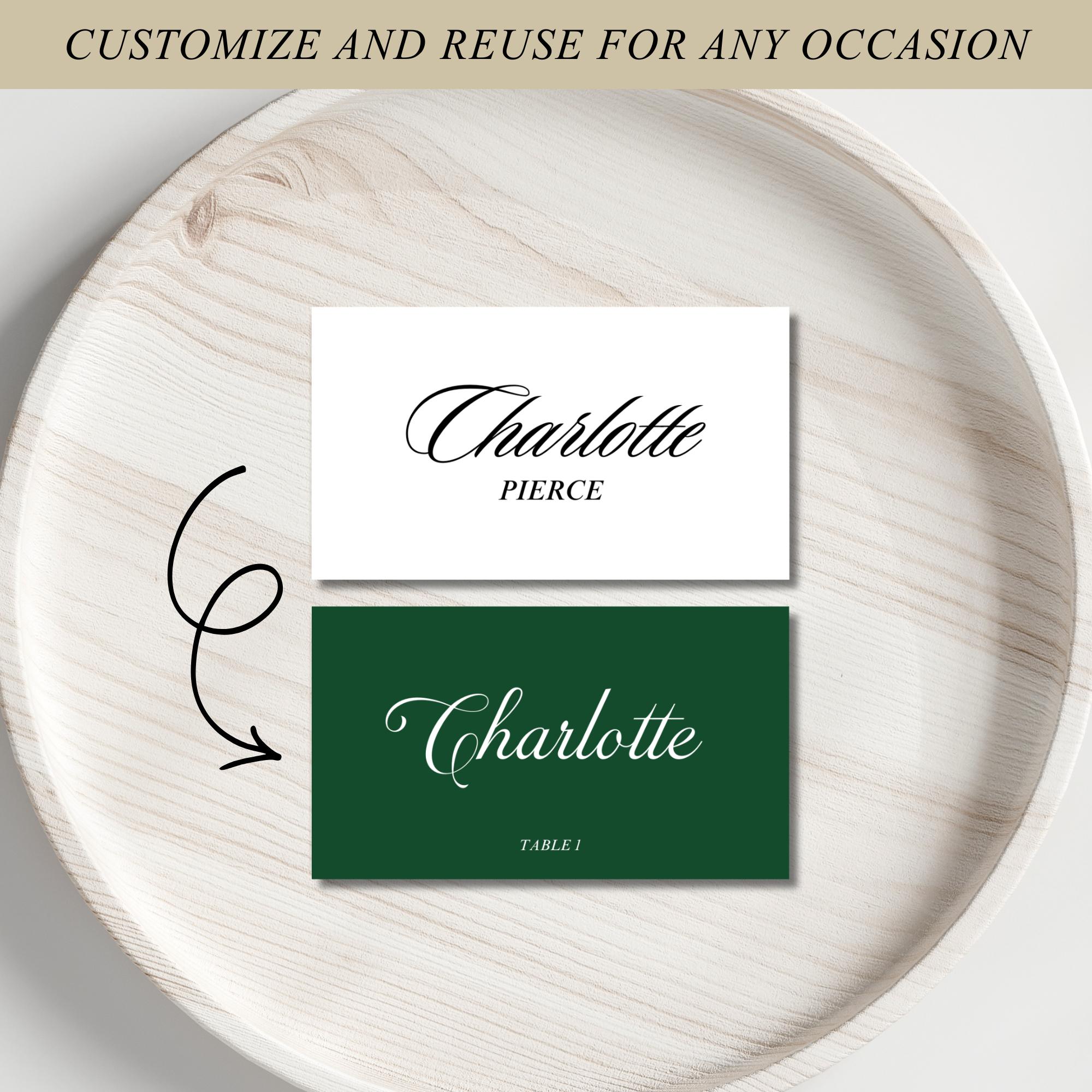 Minimalist Place Card Template, Flat and Foldable Table Name Card ...