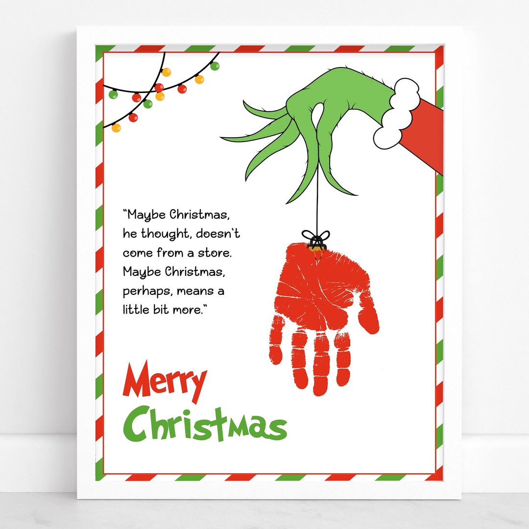 Christmas Handprint DIY Art Craft, the Grinch Handprint Ornament ...