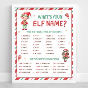 What's Your Elf Name Game, Christmas Family Holiday Activity, Kids ...