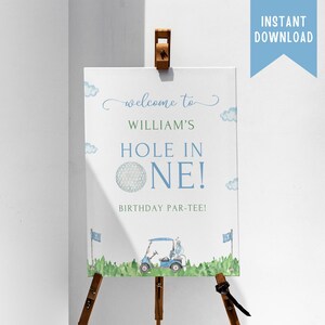 Hole in One Birthday Welcome Sign, Golf First Birthday Welcome Poster ...