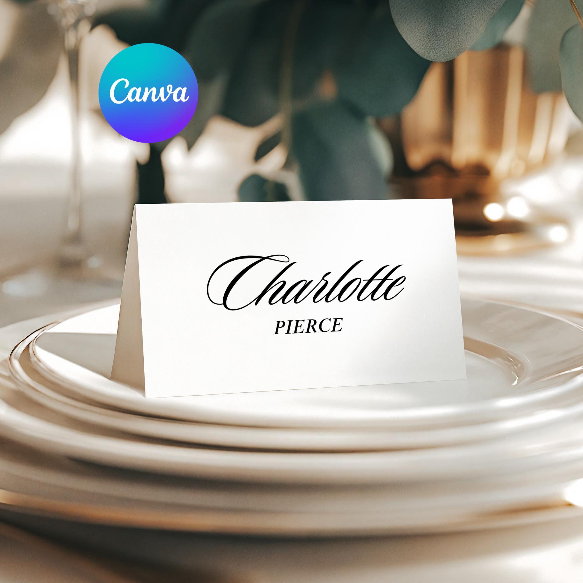 Minimalist Place Card Template, Flat and Foldable Table Name Card ...