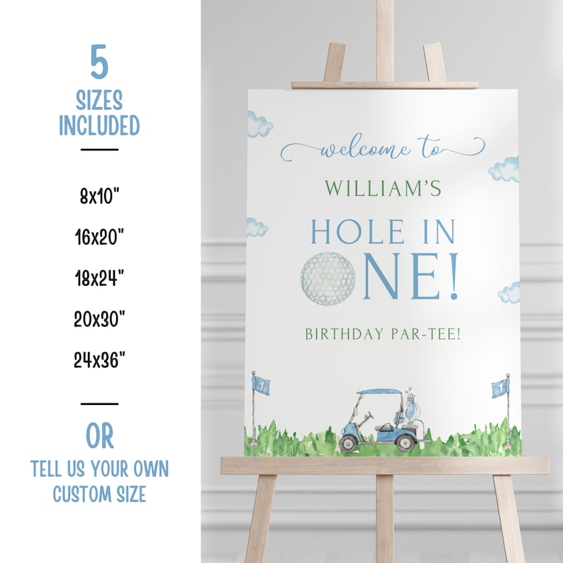 Hole in One Birthday Welcome Sign, Golf First Birthday Welcome Poster ...