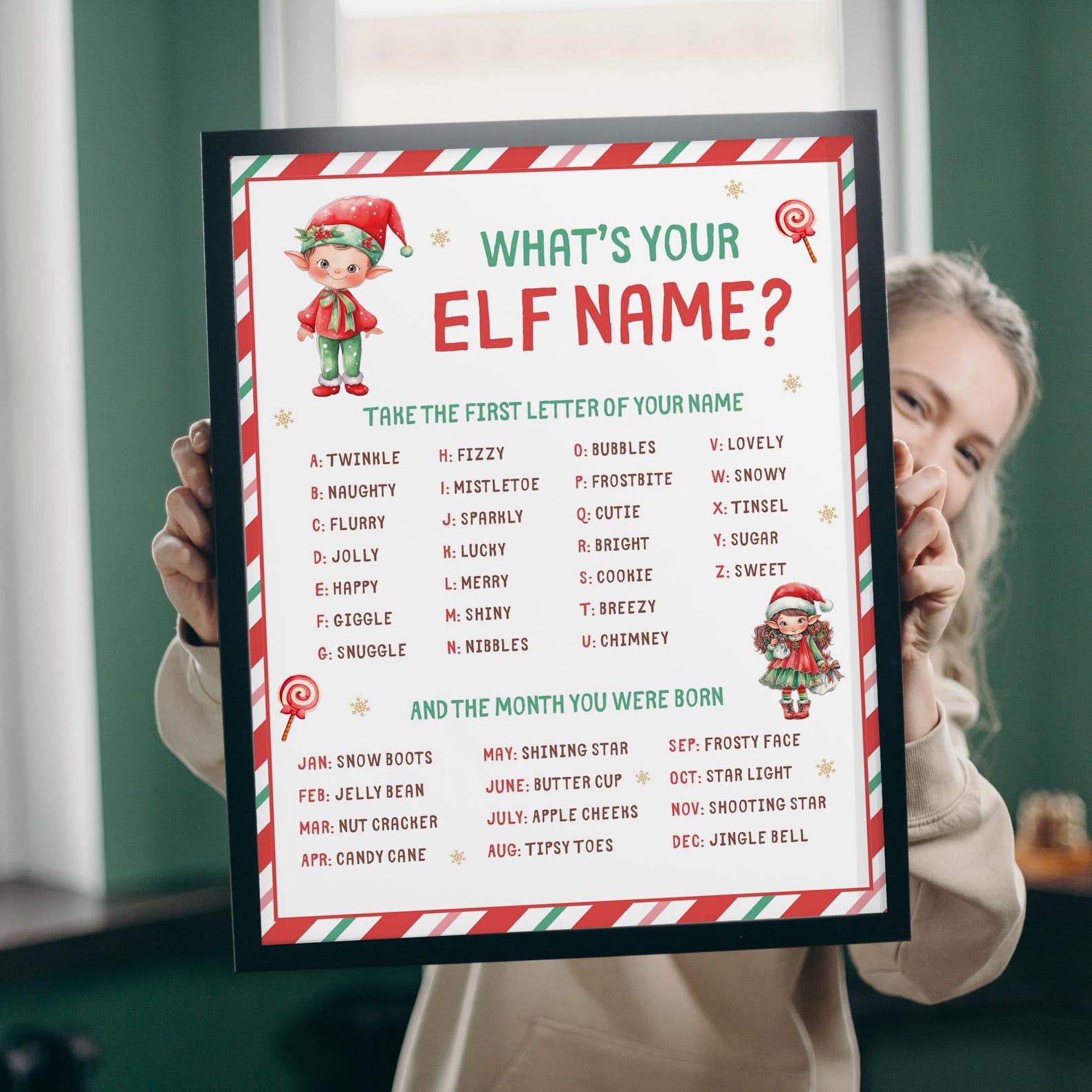What's Your Elf Name Game, Christmas Family Holiday Activity, Kids ...