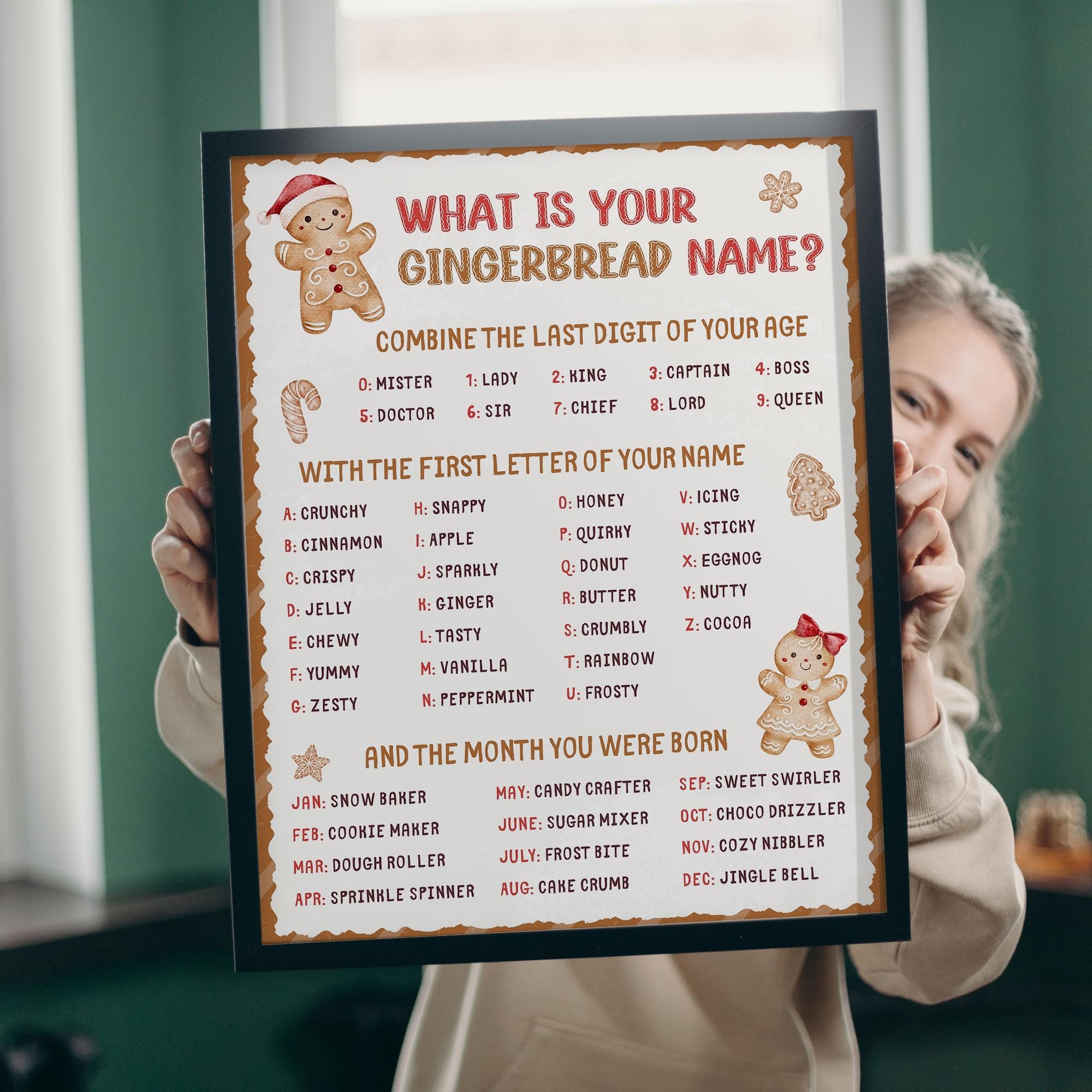 What's Your Gingerbread Name Game, Christmas Cookie Game,, Gingerbread ...
